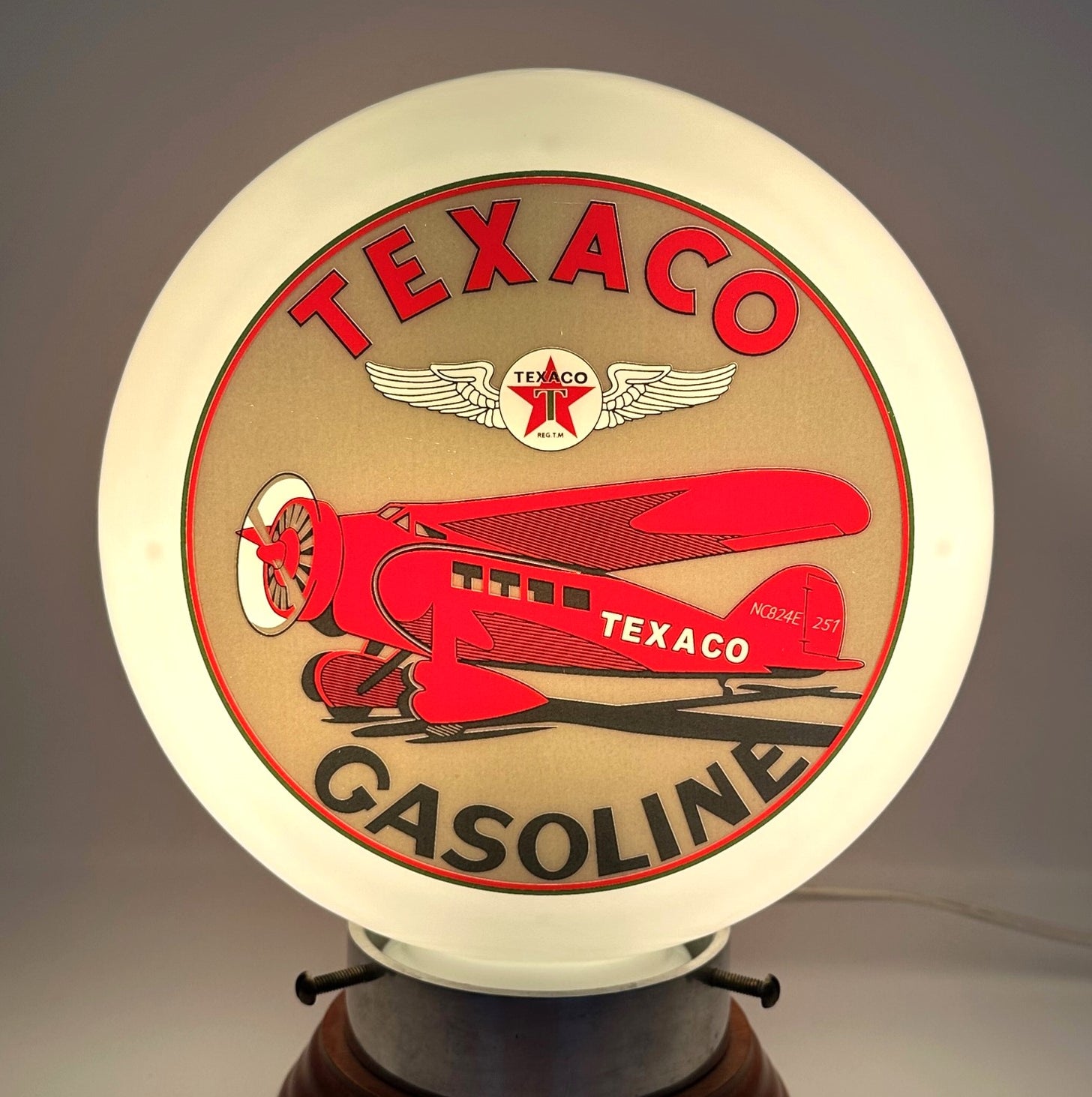 TEXACO AVIATION GASOLINE 8" MINI GLASS GLOBE (GLOBE ONLY) — PERGL
