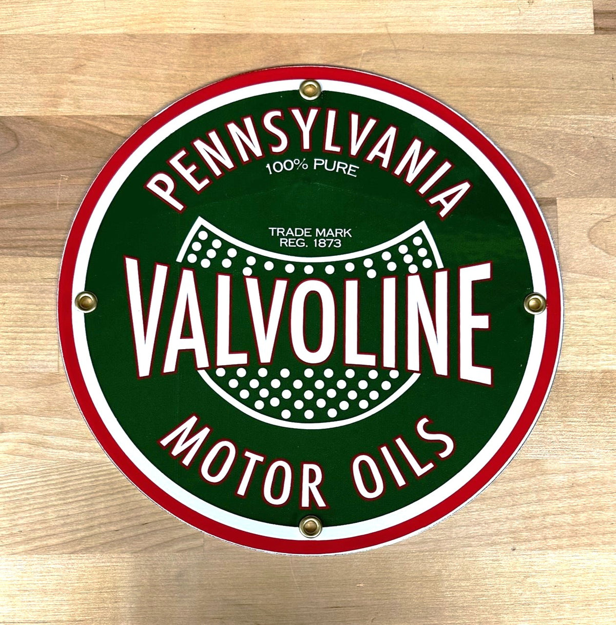 VALVOLINE MOTOR OILS 9" PORCELAIN LUBSTER SIGN - FREE SHIPPING!! — PERGL
