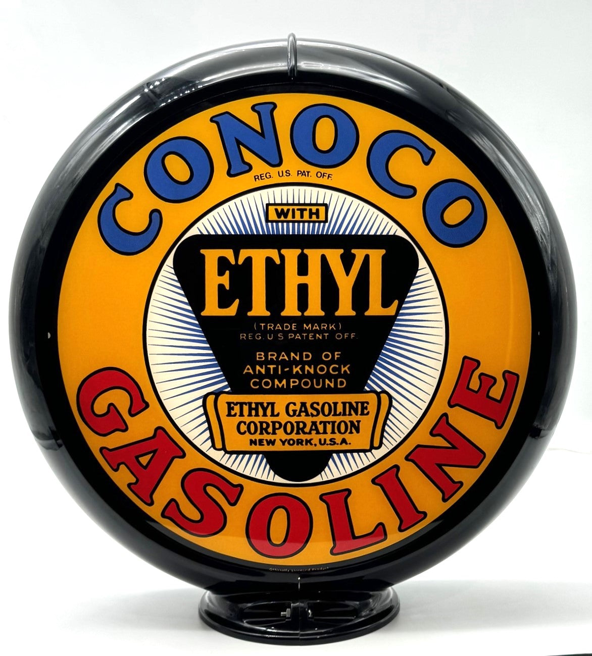 CONOCO ETHYL GASOLINE YELLOW Gas Pump Globe - FREE SHIPPING!! — PERGL