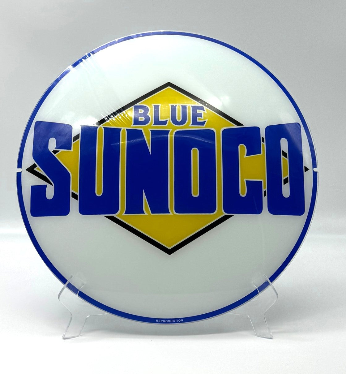 SUNOCO BLUE pre-1941 Black Diamond 13.5" Glass Face — PERGL